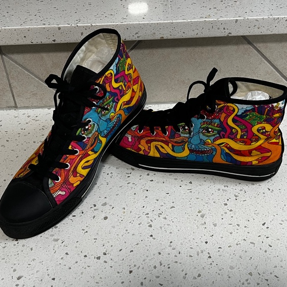 Shoes | Trippy Psychedelic Canvas High Top Shoe | Poshmark